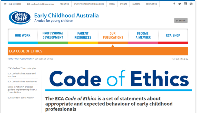 ECA Code of Ethics – Early Education Leaders Peer Network