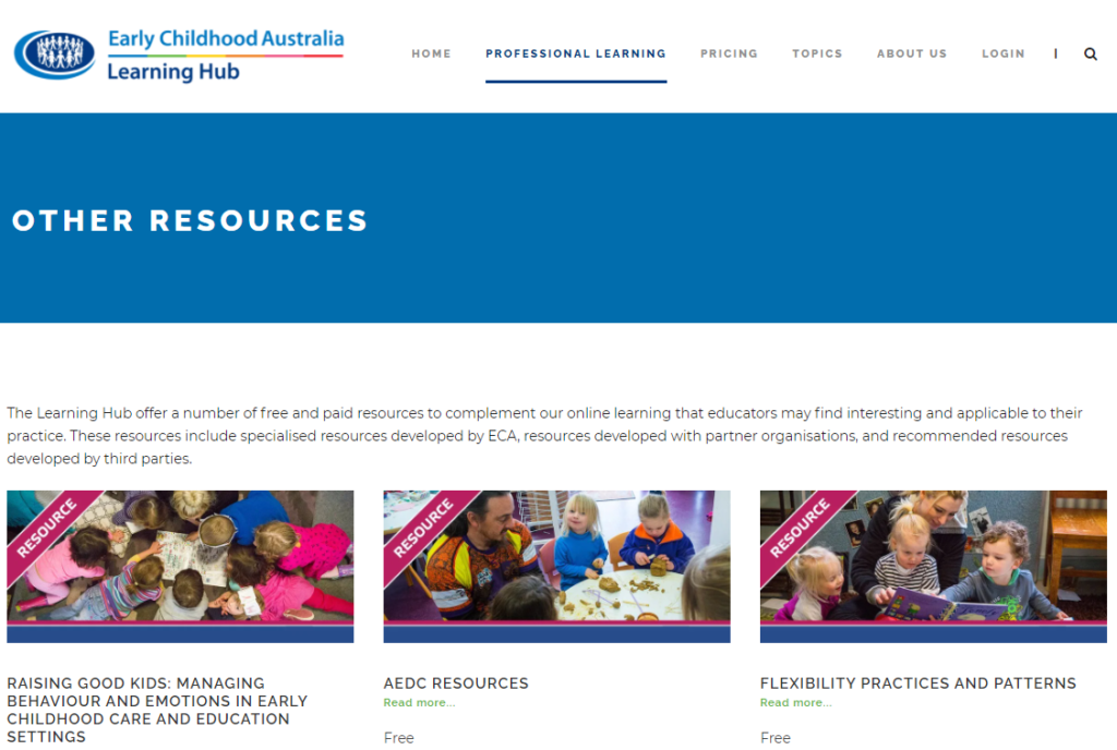 Early Childhood Australia Learning Hub free resources – Early Education ...