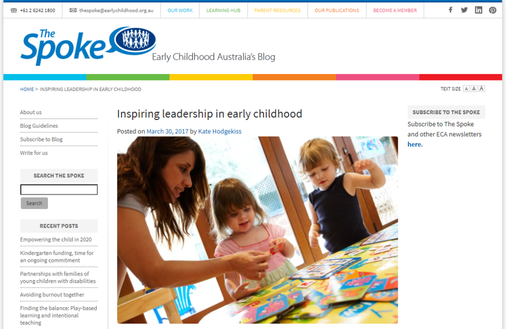 The Spoke Blog: Inspiring leadership in early childhood – Early ...